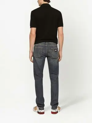Dolce & Gabbana Logo-appliqué Skinny Jeans - Blue