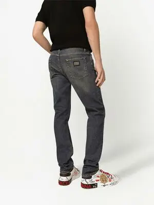 Dolce & Gabbana Logo-appliqué Skinny Jeans - Blue