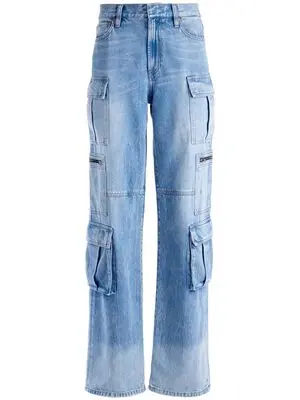 Alice + Olivia Cay Baggy Denim Cargo Trousers - Blue