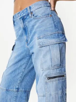 Alice + Olivia Cay Baggy Denim Cargo Trousers - Blue