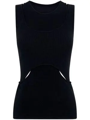 DION LEE Interlink Cut-out Tank Top - Black