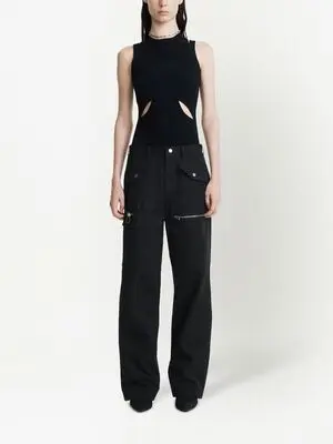 DION LEE Interlink Cut-out Tank Top - Black