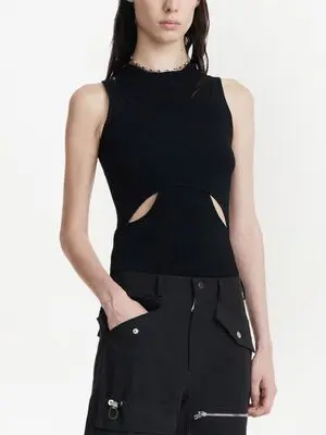 DION LEE Interlink Cut-out Tank Top - Black