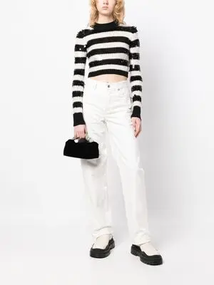 Monse Sequin Embellished Striped Cropped Jumper