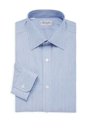 Charvet Men's Barrell Striped Dress Shirt - Blue  - Blue