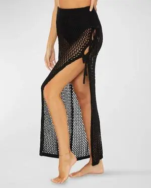Beach Riot Deborah Crochet Midi Skirt - Black