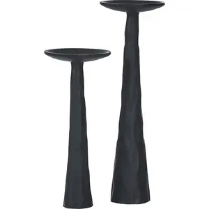 RENWIL Tilde Set Of 2 Pillar Candle Holders - Matte Black
