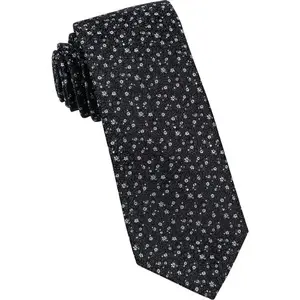 W.R.K Mini Floral Silk Neck Tie - Black