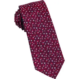 W.R.K W.R.K Mini Floral Silk Neck Tie Burgundy