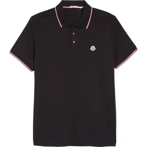 Moncler Tipped Piqué Polo Black