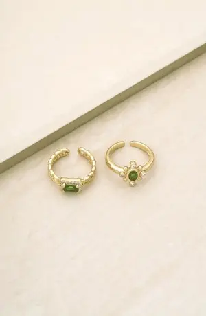 Ettika Set Of 2 Cubic Zirconia Adjustable Rings