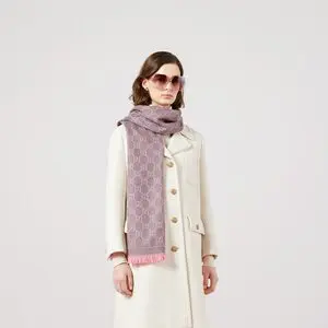 Gucci Gg Wool Scarf - Pink