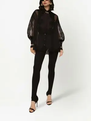 Dolce & Gabbana Lace-trim Organza Tuxedo Shirt
