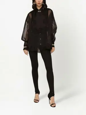 Dolce & Gabbana Lace-trim Organza Tuxedo Shirt