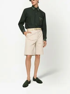 Dolce & Gabbana Logo Stretch-cotton Shorts - Neutrals