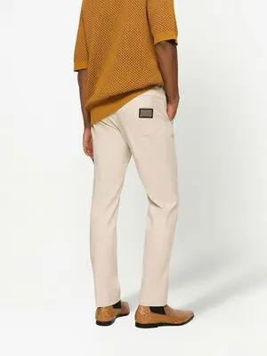 Dolce & Gabbana Logo-tag Tailored Trousers - Neutrals