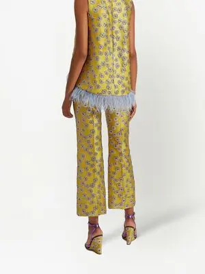 La DoubleJ Hendrix Floral-embroidered Trousers - Yellow