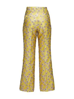 La DoubleJ Hendrix Floral-embroidered Trousers - Yellow