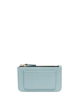 Marni Logo-print Leather Card Case - Blue