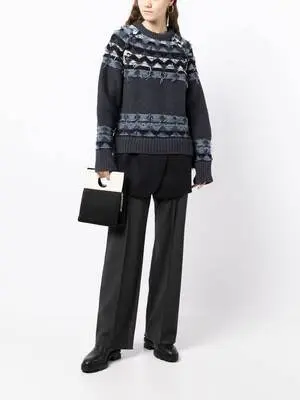 Goen.j Layered Distressed Fair Isle-knit Sweater