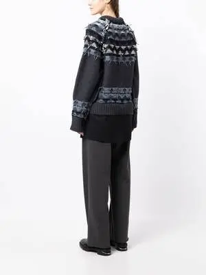 Goen.j Layered Distressed Fair Isle-knit Sweater