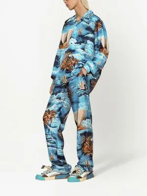 Dolce & Gabbana Graphic-print Silk Trousers