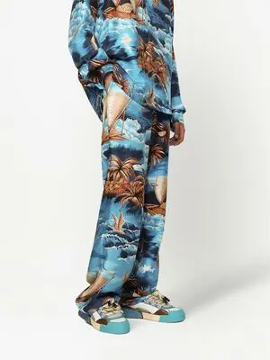 Dolce & Gabbana Graphic-print Silk Trousers