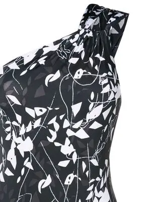CLUBE BOSSA Asymmetric Graphic-print Swimsuit - Black
