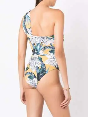 CLUBE BOSSA Asymmetric Floral-print Swimsuit - Yellow
