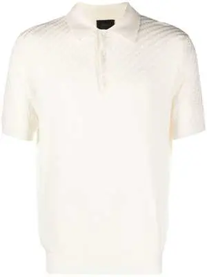 Brioni Ribbed-knit Polo Shirt - White
