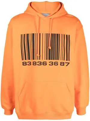 VTMNTS Barcode-print Cotton Hoodie - Orange
