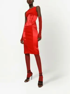 Dolce & Gabbana Corset-detail Satin Midi Dress