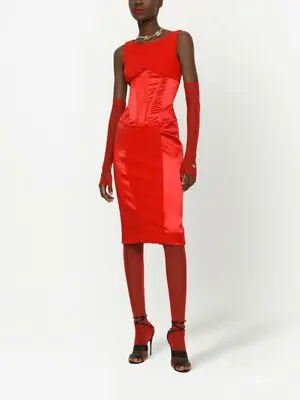 Dolce & Gabbana Corset-detail Satin Midi Dress