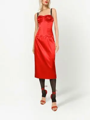 Dolce & Gabbana Corset-detail Satin Midi Dress