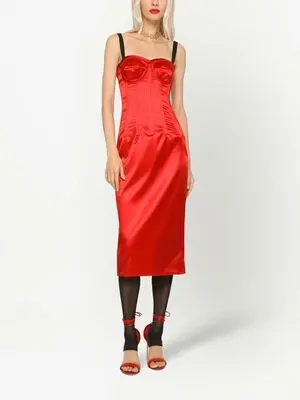 Dolce & Gabbana Corset-detail Satin Midi Dress
