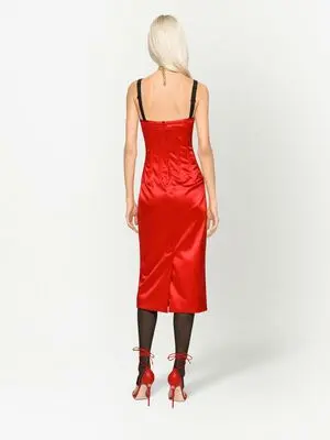Dolce & Gabbana Corset-detail Satin Midi Dress