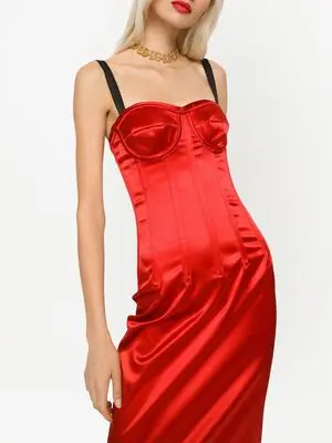 Dolce & Gabbana Corset-detail Satin Midi Dress