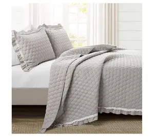 LUSH DECOR Ella Ruffle Lace Quilt Set Full/qu Een