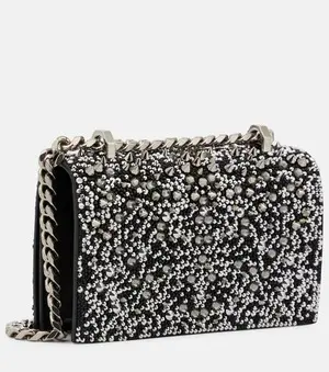 Alexander McQueen Jewelled Satchel Embellished Shoulder Bag - Silver