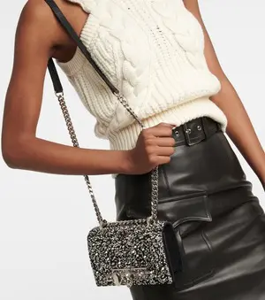 Alexander McQueen Jewelled Satchel Embellished Shoulder Bag - Silver