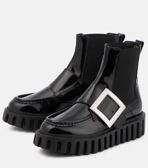 ROGER VIVIER Viv' Go-thick Leather Platform Chelsea Boots