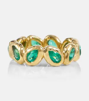 OCTAVIA ELIZABETH Nesting Gem Eternity Ring With Emeralds - Gold