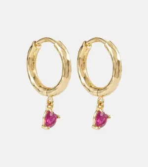 OCTAVIA ELIZABETH Charmed Micro Gabby 18kt Gold Hoop Earrings With Ruby - Multicoloured
