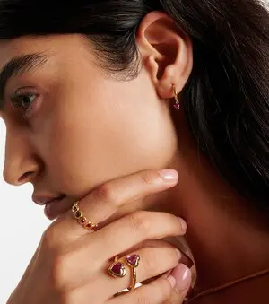OCTAVIA ELIZABETH Charmed Micro Gabby 18kt Gold Hoop Earrings With Ruby