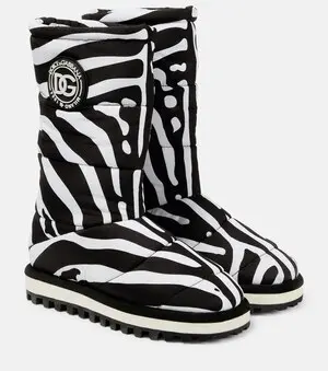 Dolce & Gabbana Zebra-print Padded Nylon Boots