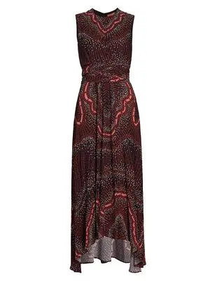 Altuzarra Women's Penny Printed Silk Midi-Dress - Black  Black