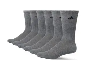 Adidas Six-Pack Athletic Crew Socks Gray