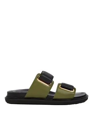 Marni Fussbett Two-Tone Leather Slide Sandals - Black