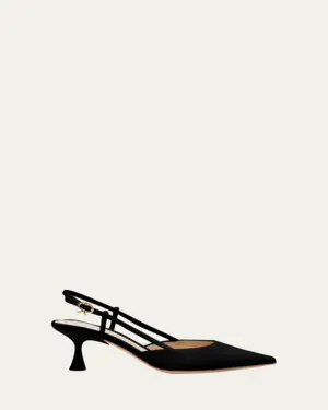 GIANVITO ROSSI Ascent 55 Leather Slingback Pumps - Black