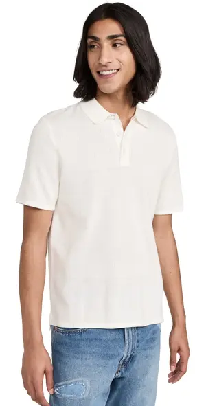 Rag & Bone Harvey Knit Polo - Ivory